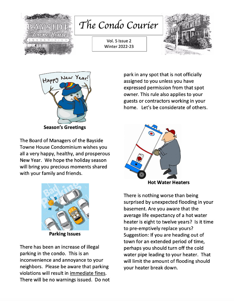 The Condo Courier- Newsletter | Bayside Towne House Condominium