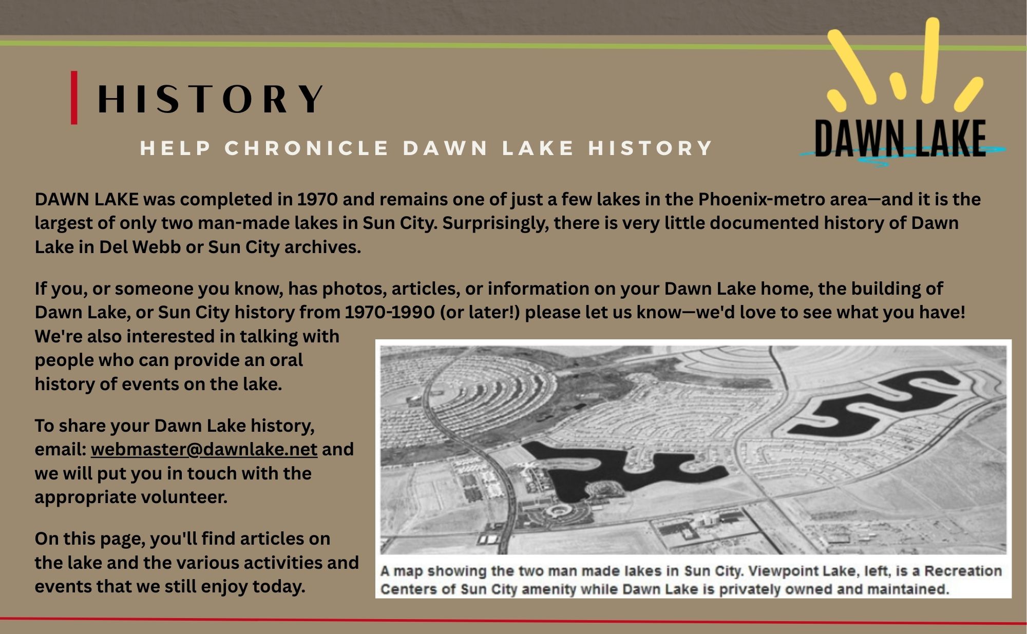 Dawn Lake History | Dawn Lake Homeowners Association, Inc.