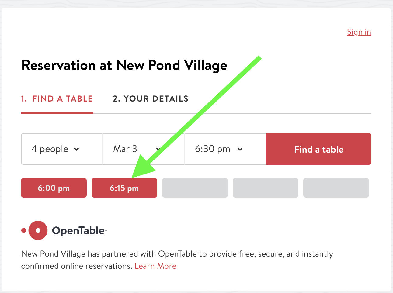 Open Table Instruction | New Pond Village Residents Association