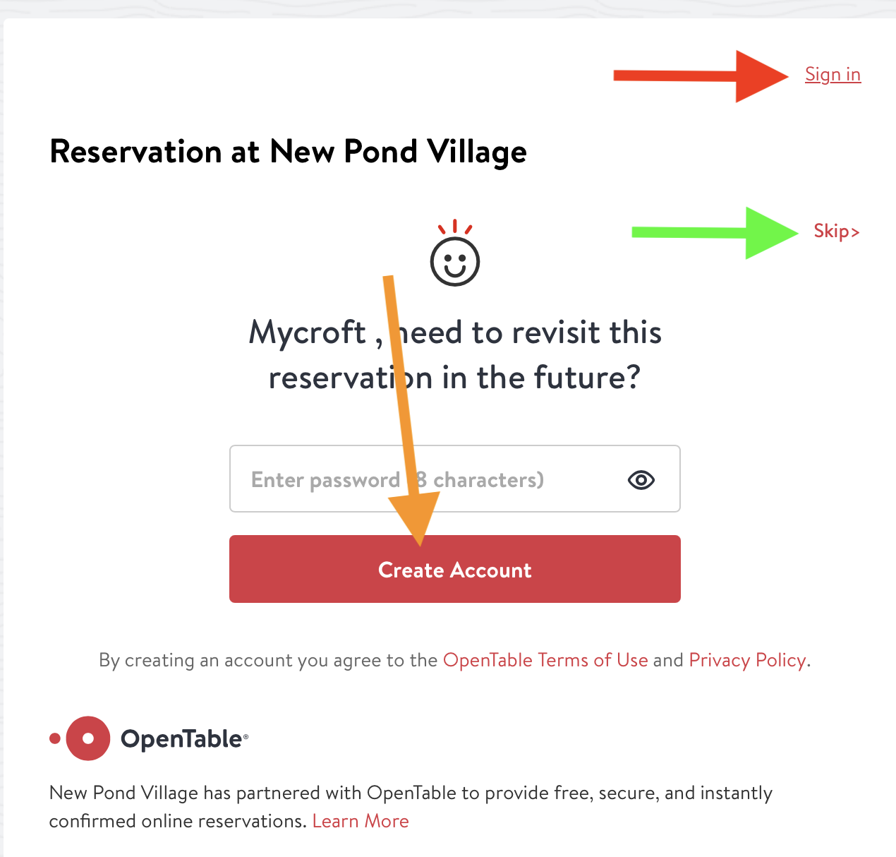 Open Table Instruction | New Pond Village Residents Association
